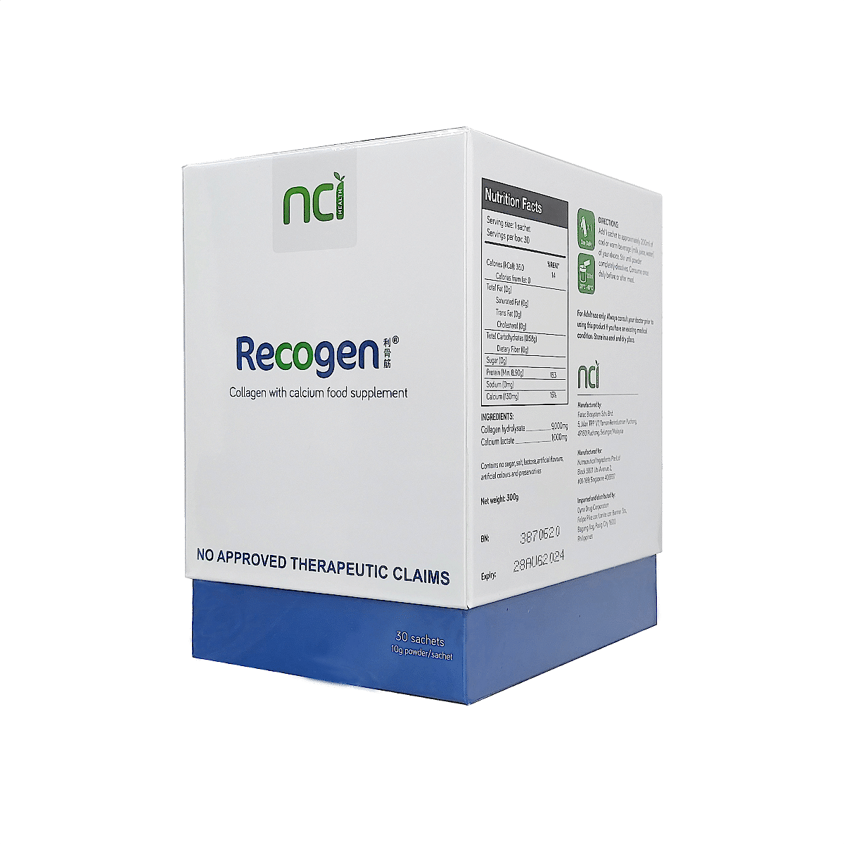 RECOGEN Collagen / Calcium Powder 10g 30's price in the Philippines ...